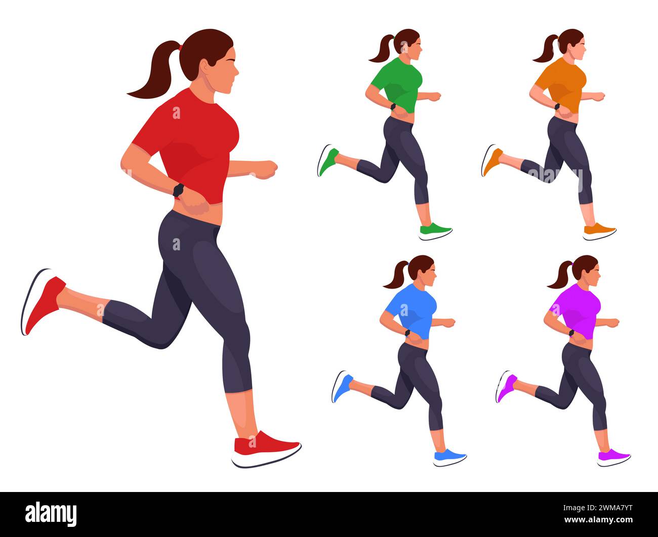 Illustration of woman runner on white background Stock Vector Image ...