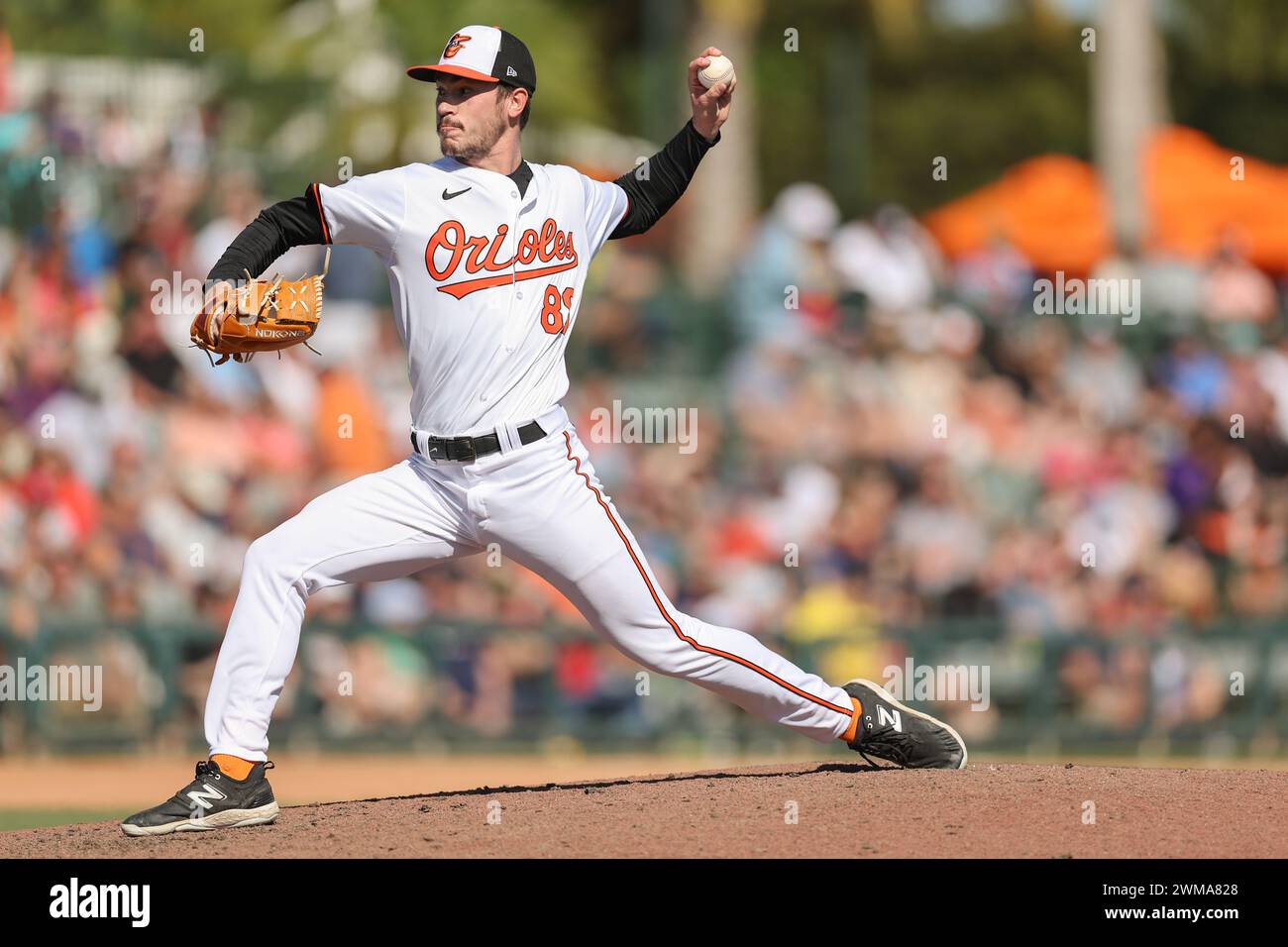 Sarasota FL USA; Baltimore Orioles pitcher Trey McGough (89) delivers a ...