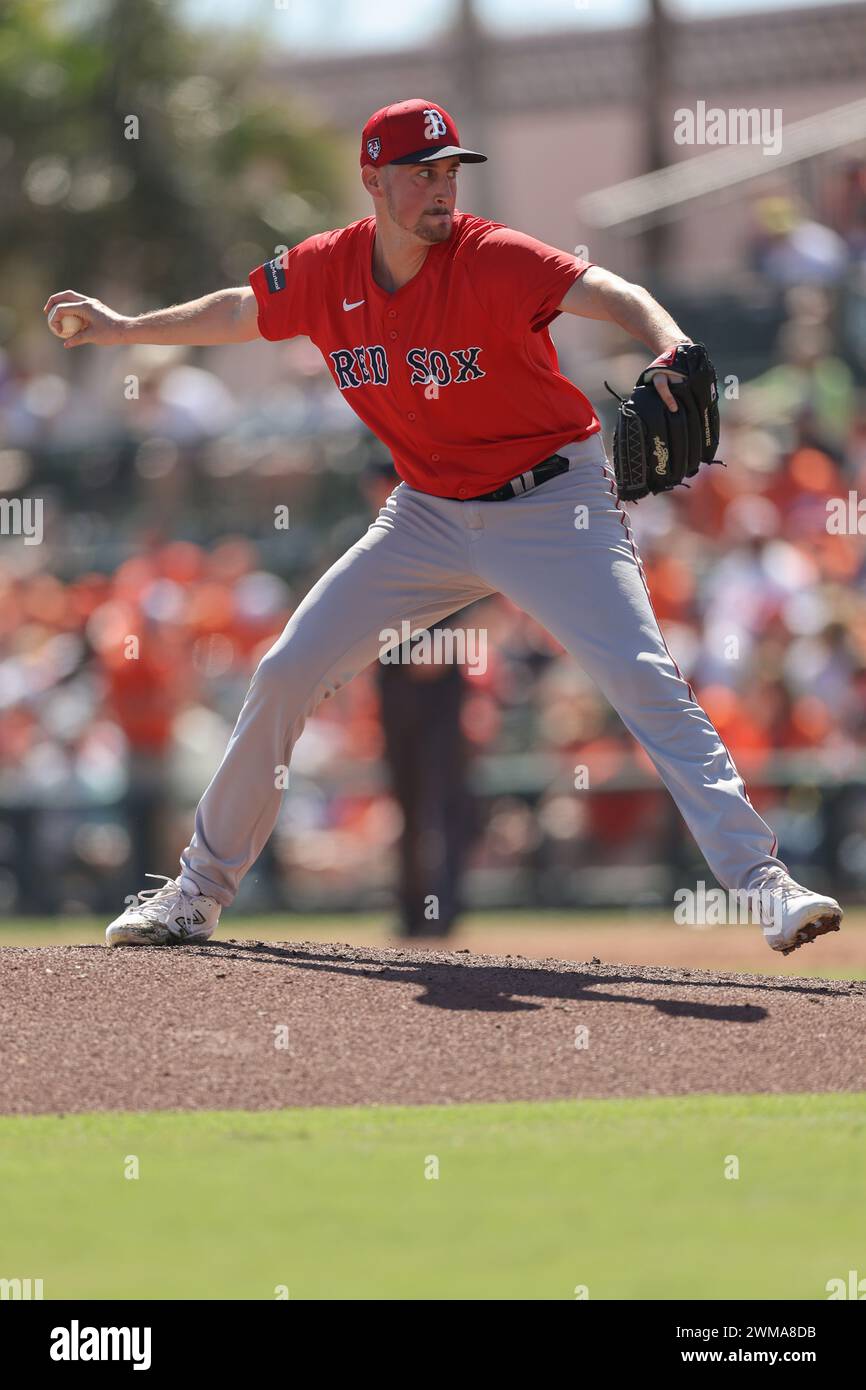 Sarasota FL USA; Boston Red Sox pitcher Cooper Criswell (64) delivers a ...