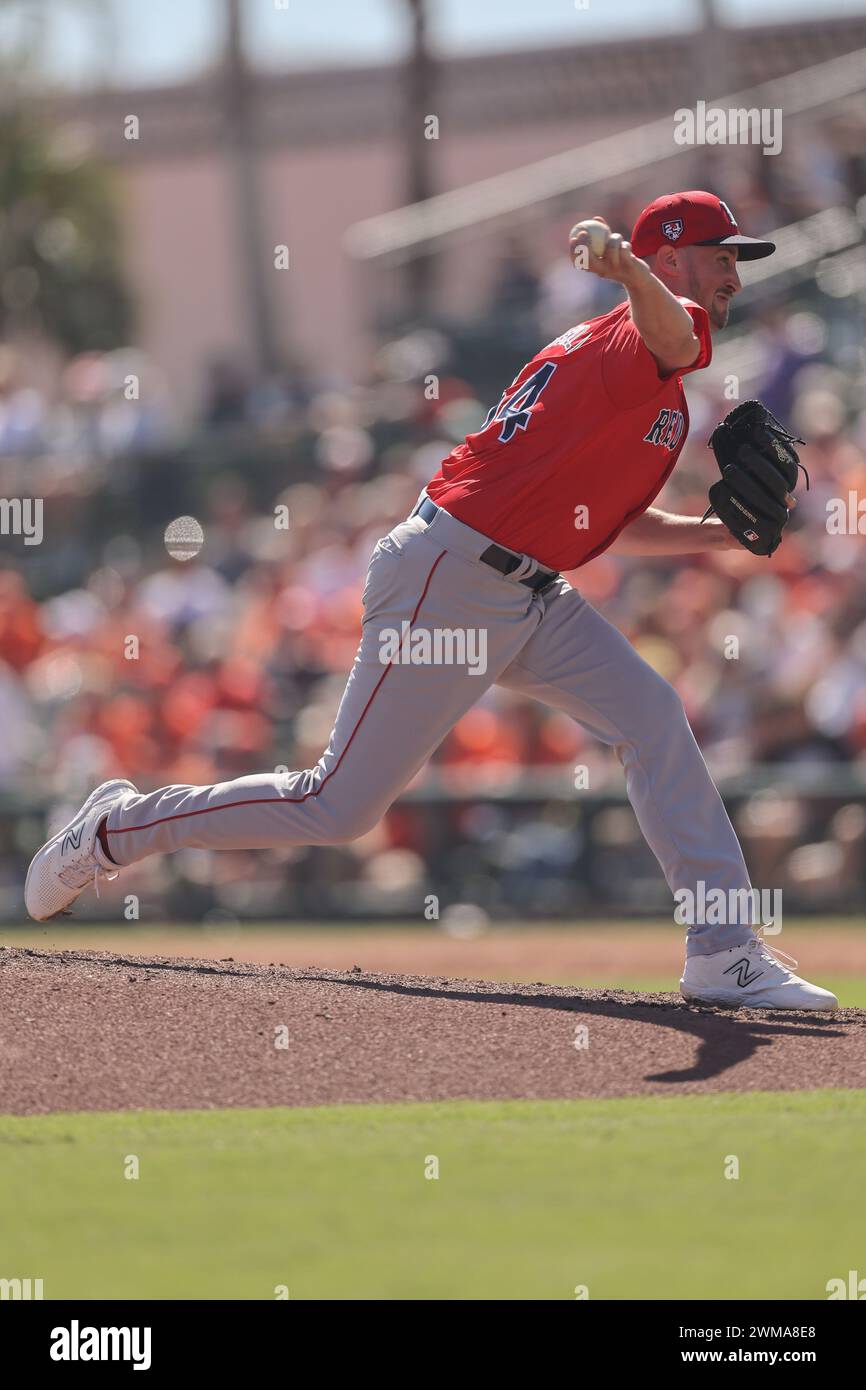 Sarasota FL USA; Boston Red Sox pitcher Cooper Criswell (64) delivers a ...