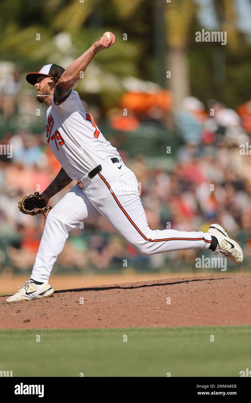 Sarasota FL USA; Baltimore Orioles pitcher Nick Vespa (79) delivers a ...