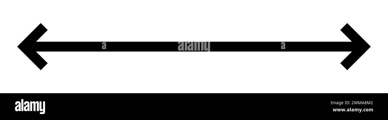 Thin black arrow double pointing. Long, straight-line arrow icon ...