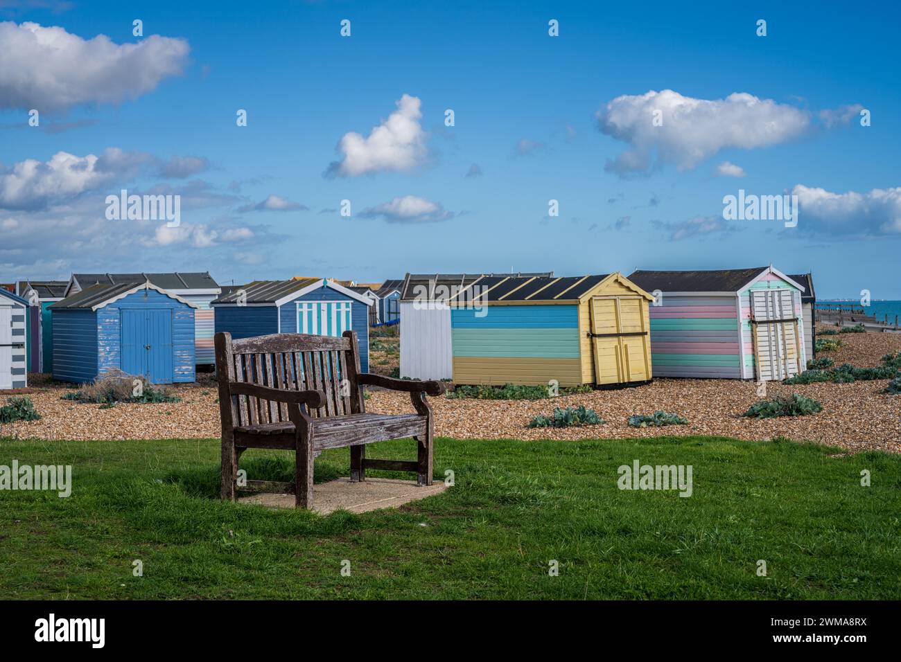 South Hayling, Hampshire, England, UK - October 02, 2022: Beach Huts on ...