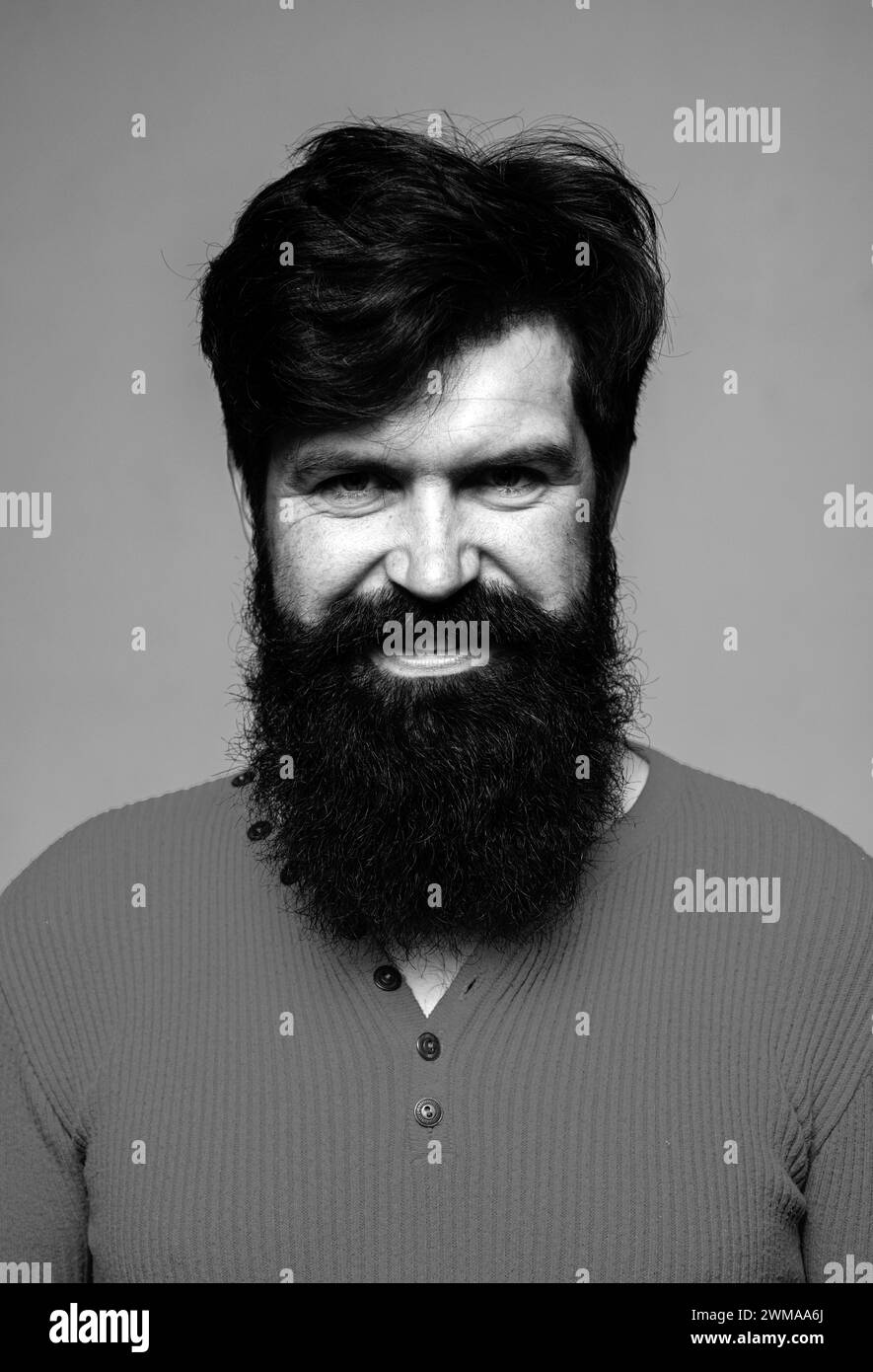 Bearded man smile face. Handsome smiling guy. Positive facial ...