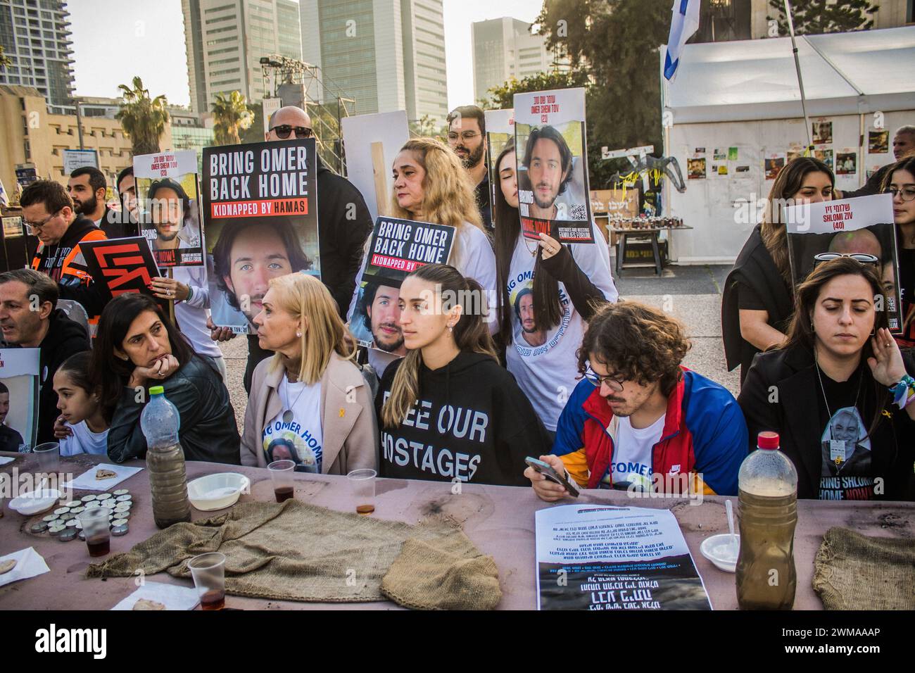 Tel Aviv, Israel, February 24, 2024 Families of the hostages ...