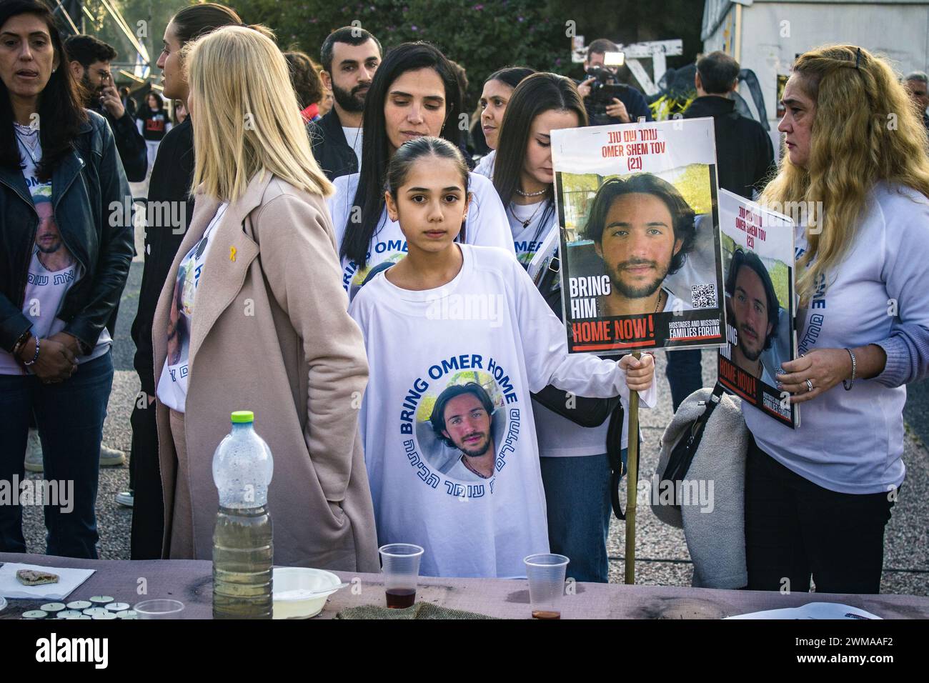 Tel Aviv, Israel, February 24, 2024 Families of the hostages ...