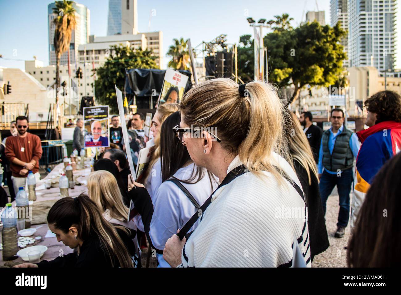 Tel Aviv, Israel, February 24, 2024 Families of the hostages ...