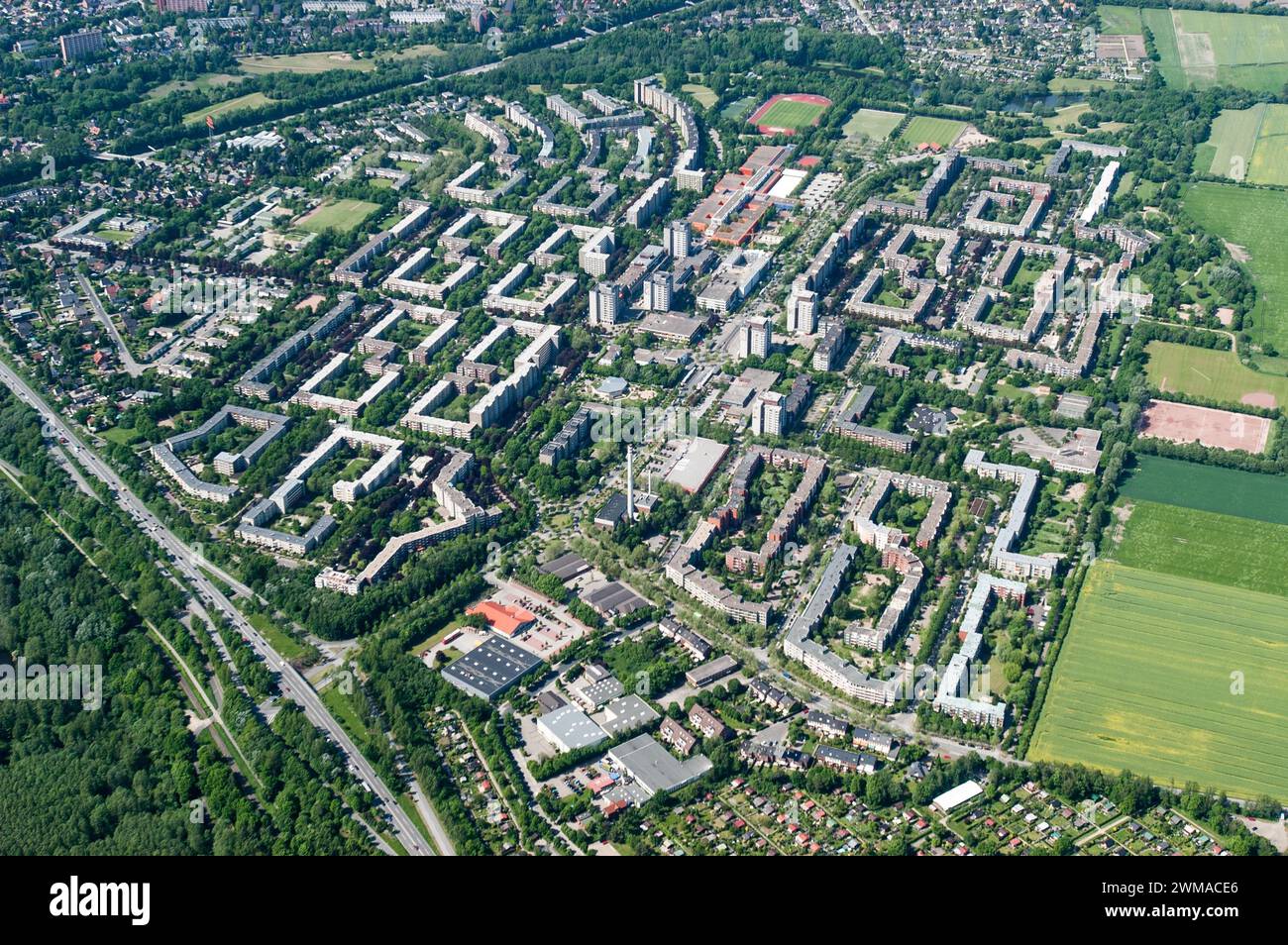 Aerial view Mümmelmannsberg, large housing estate, social housing ...