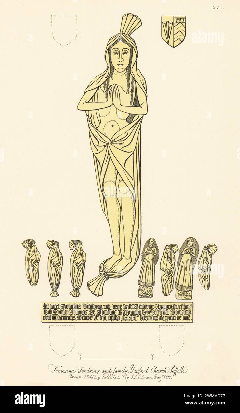 Monumental brass of Tomesina Tendring and family, St Peter's church ...