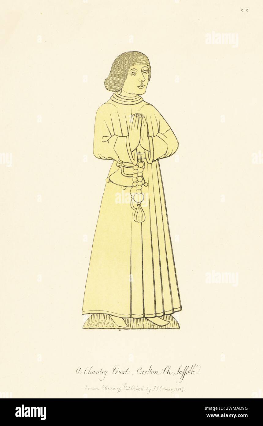 Monumental brass of a young man, titled Chantry priest (sic), Saint ...