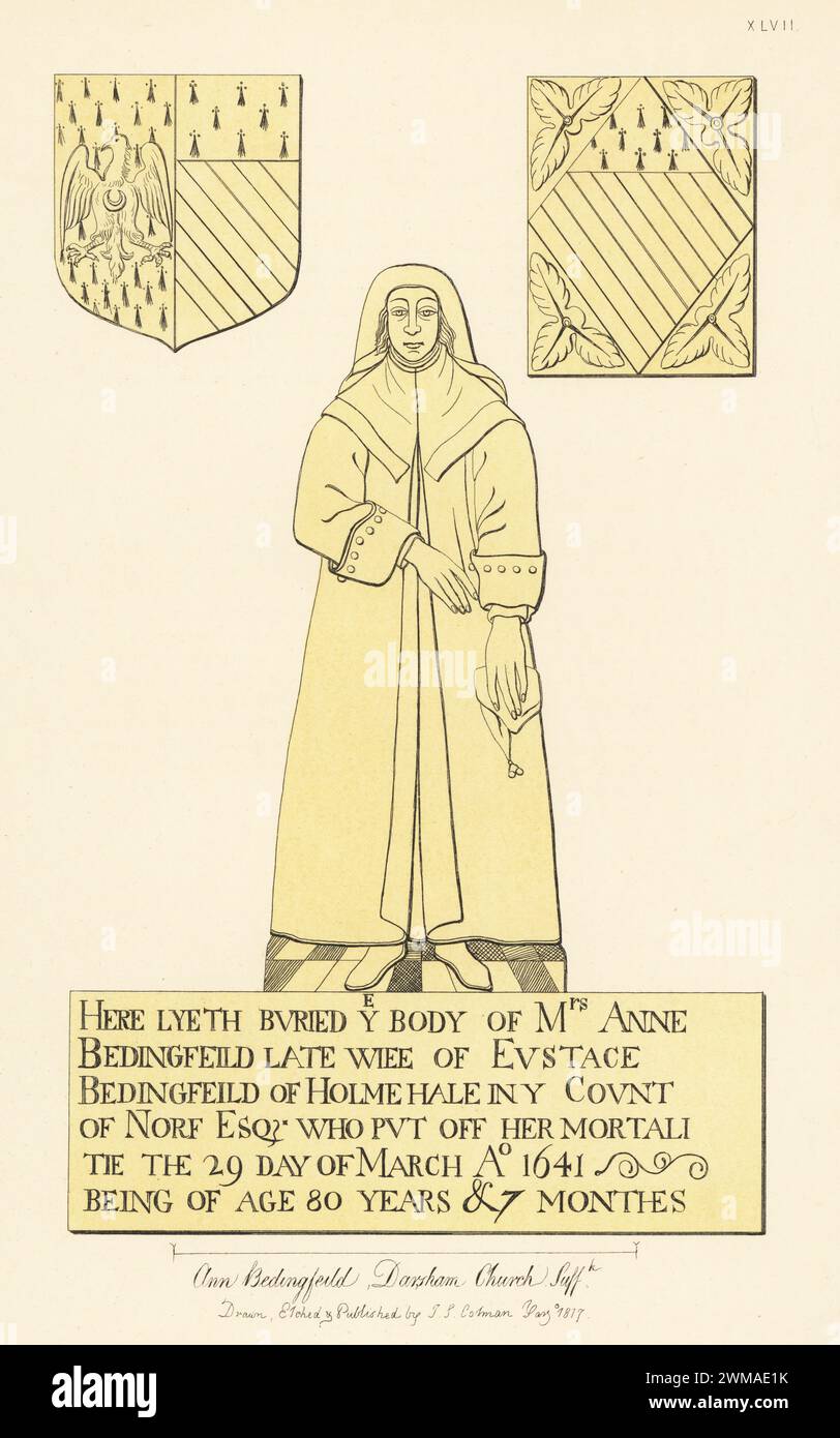 Monumental brass of Mrs Anne Bedingfield, wife of Eustace Bedingfeild ...