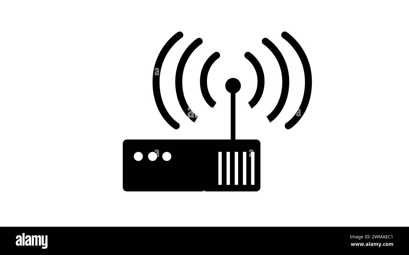 Router Icon. Vector isolated black and white illustration of a router ...