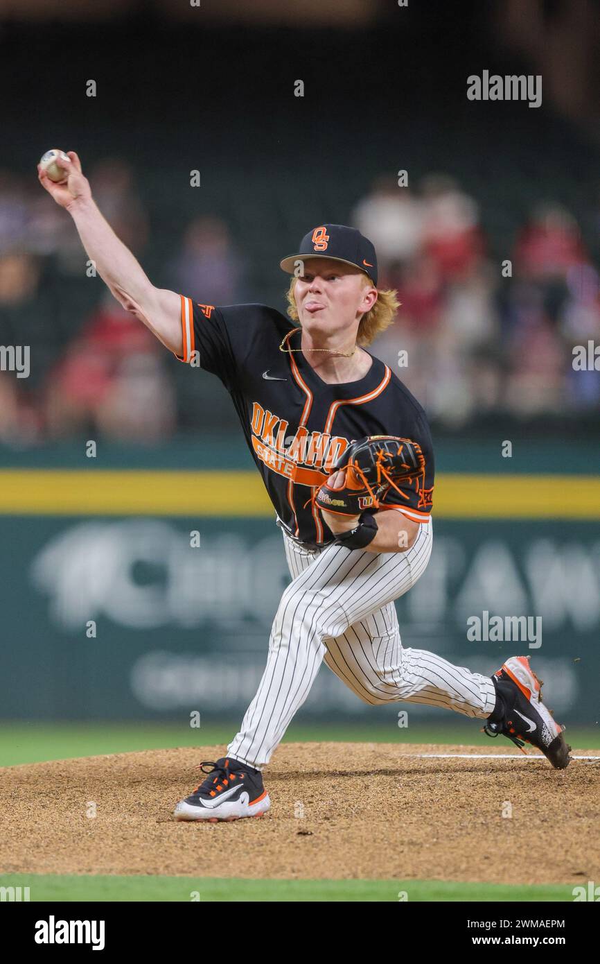 February 24, 2024: Brian Holiday #14 OSU pitcher prepares to release ...