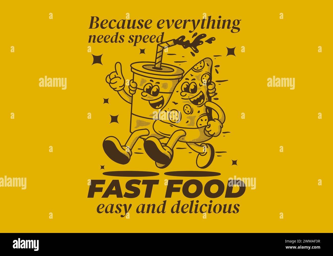 Fast food, easy and delicious. Mascot character illustration of running ...
