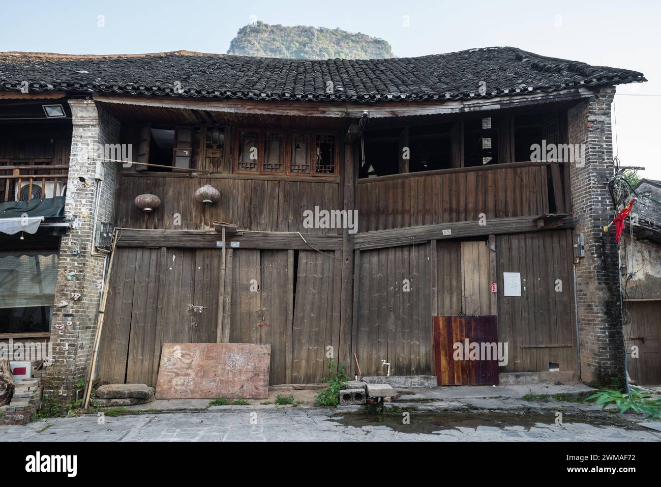 The exterior of an old Chinese wooden house Stock Photo - Alamy