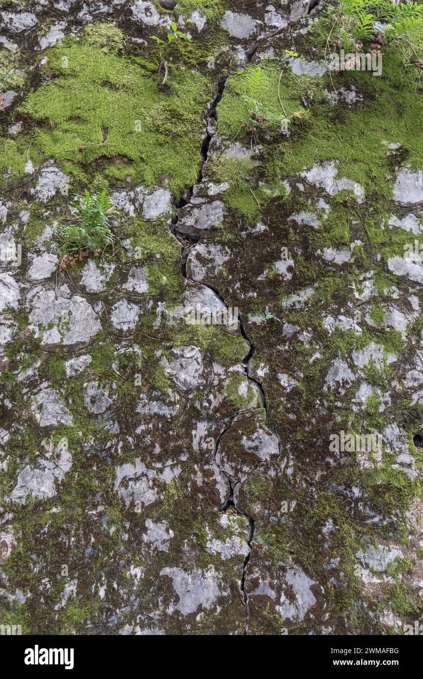 Cracked stone wall hi-res stock photography and images - Alamy