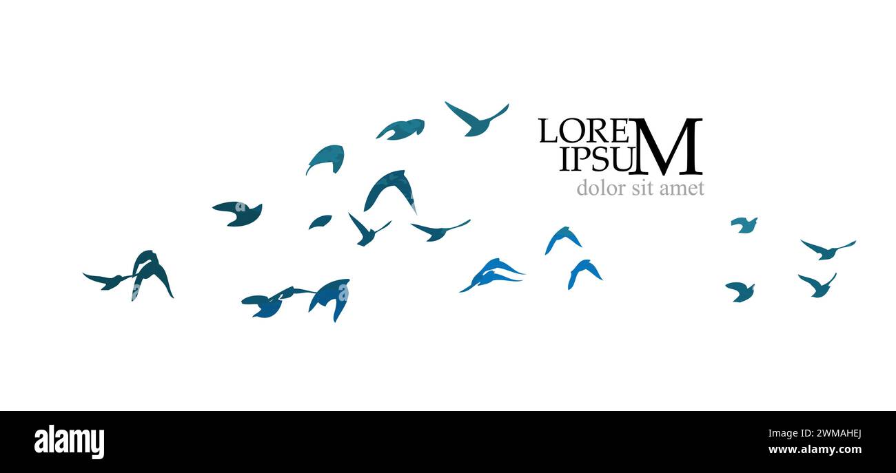 A flock of blue watercolor flying birds. hand drawing. Not AI, Free ...