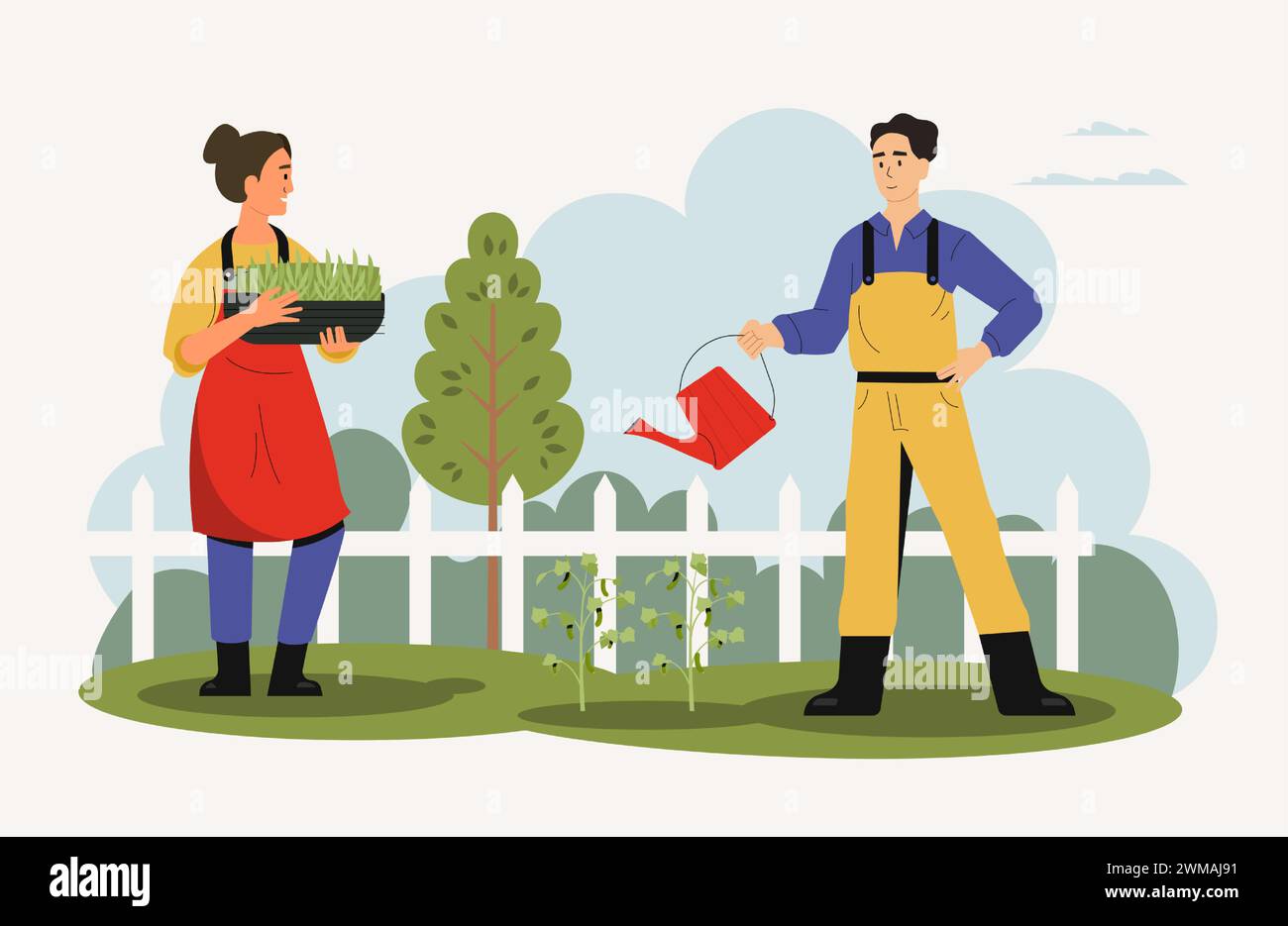 Agricultural worker in green Stock Vector Images - Alamy