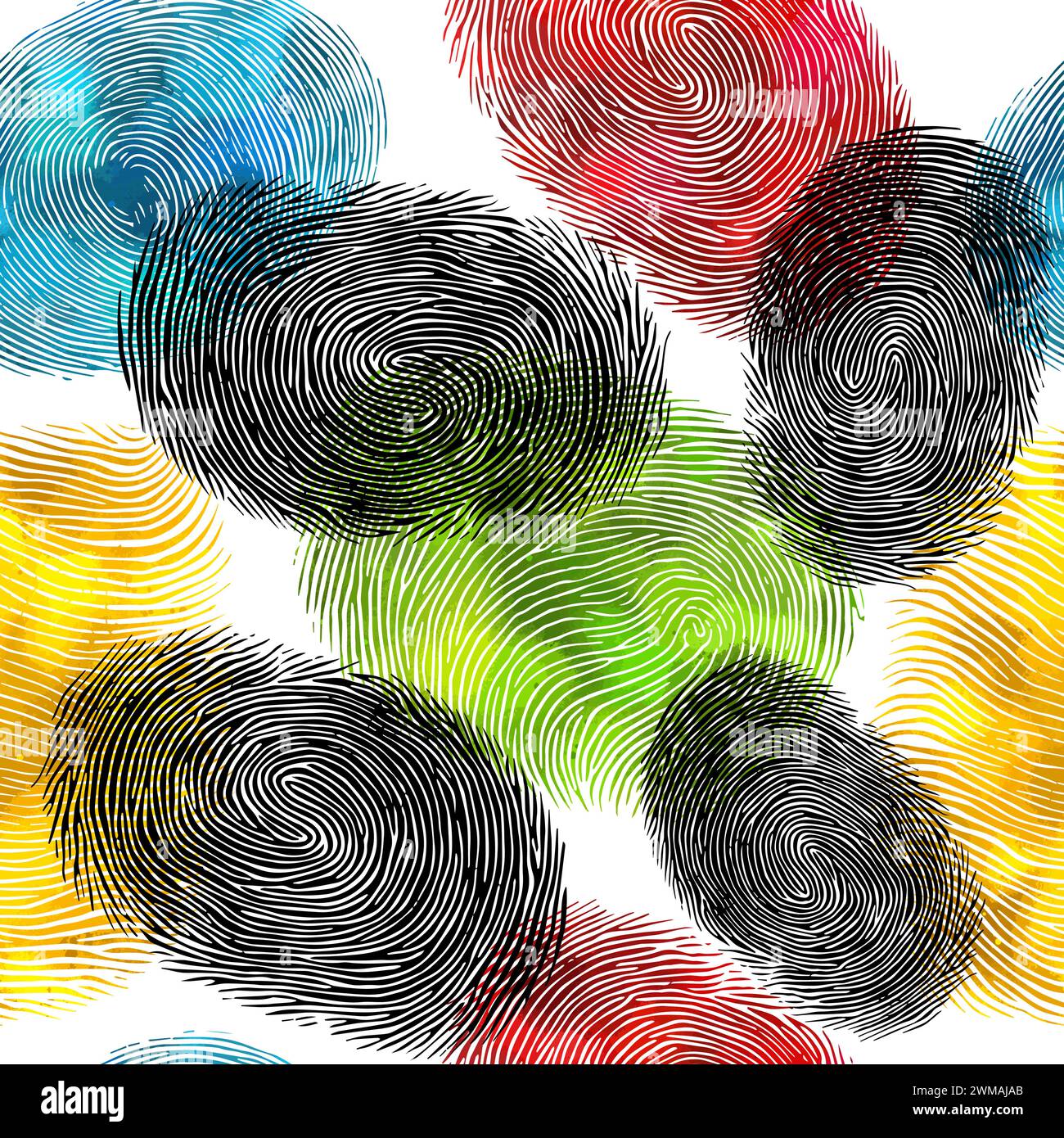 Fingerprint seamless colored pattern. hand drawing. Not AI, Vector ...