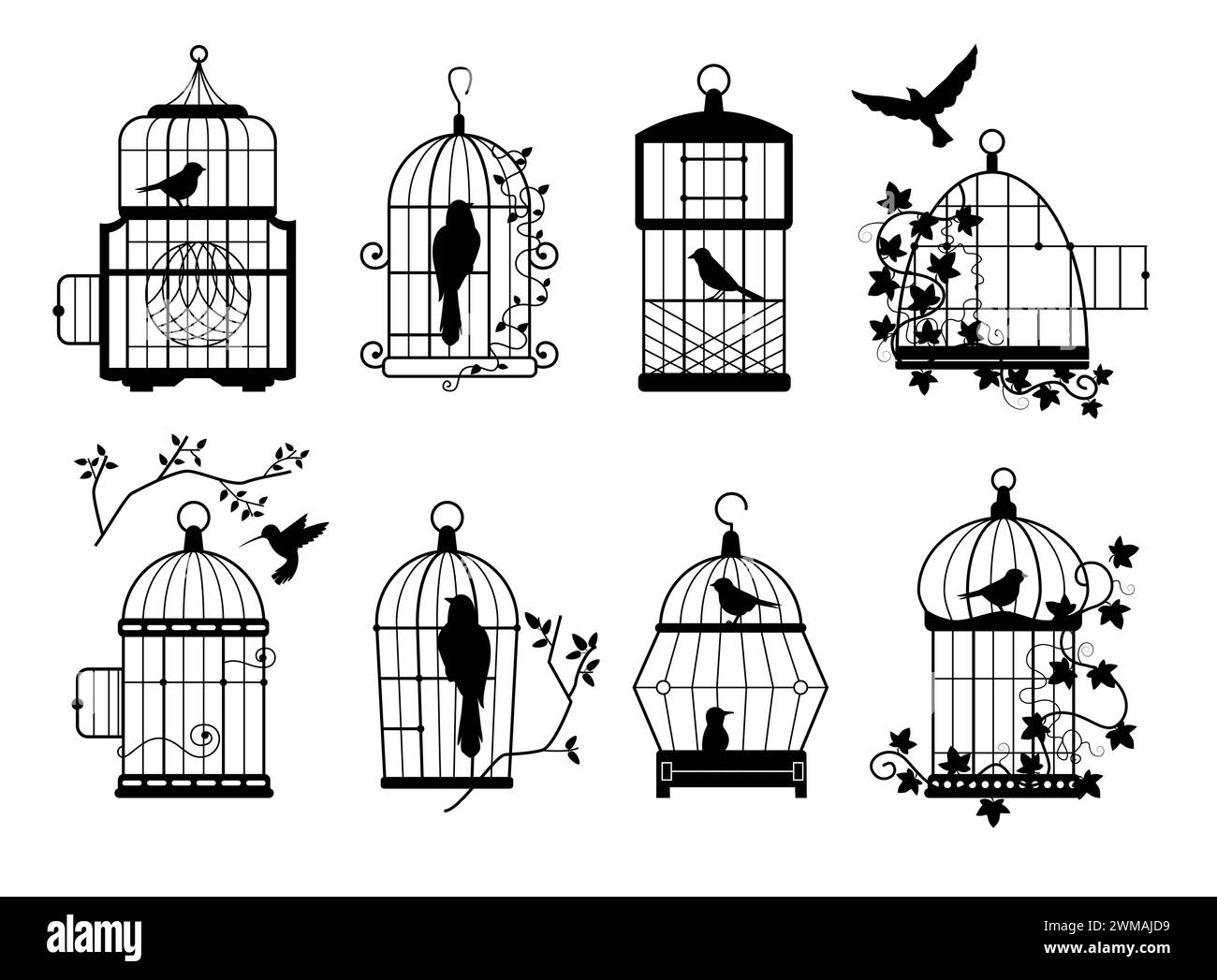 Vintage bird cage Stock Vector Images - Alamy