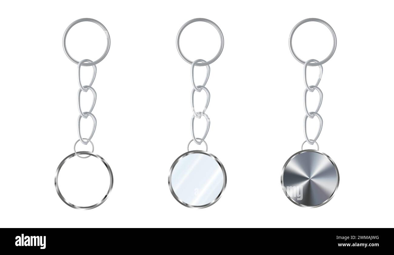 A Set Of Silver Or Steel Keychains In The Shape Of A Circle Metal Key