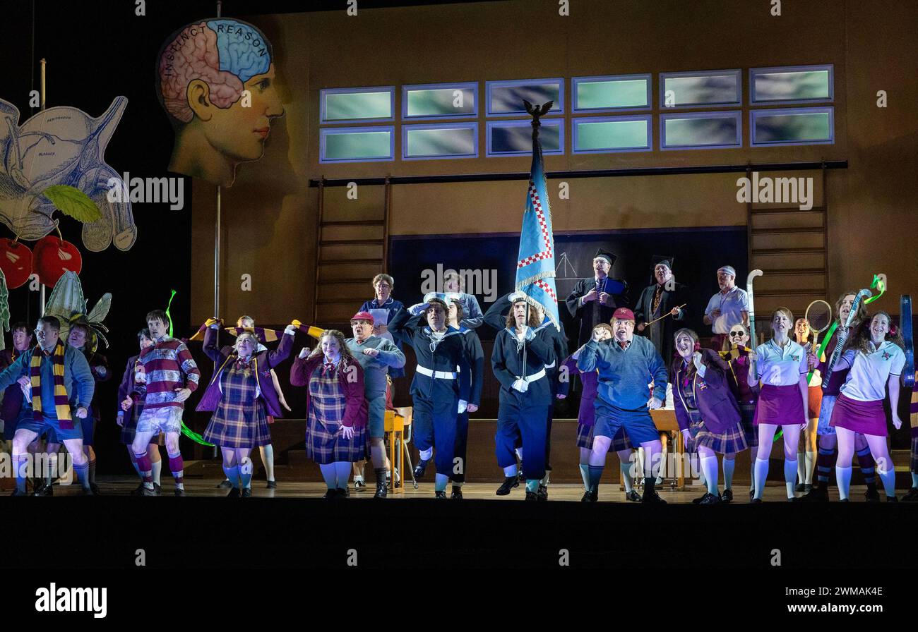 the chorus of WNO as sixth formers and staff in COSI FAN TUTTE at Welsh ...