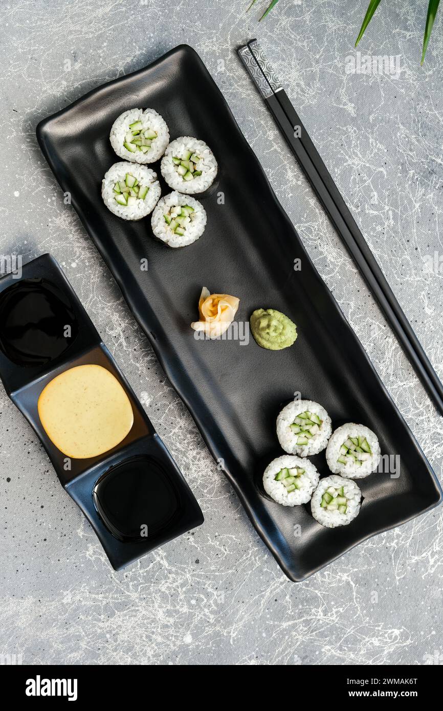 Rainbow Sushi Roll with salmon, eel, tuna, avocado, royal prawn, cream ...
