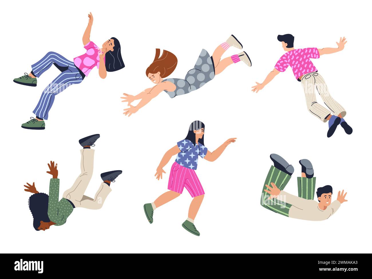 Falling characters take risk in air, action collection, person Stock ...