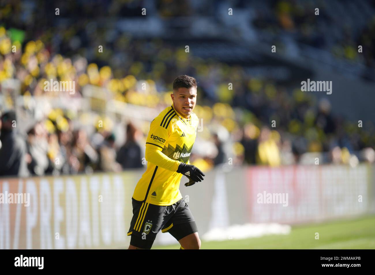 Columbus Crew's forward Cucho Hernandez follows the ball in play ...