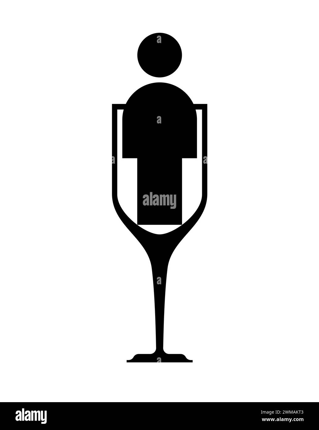 Alcoholism sign. Man and alcohol bottle icon. Concept illustration of ...