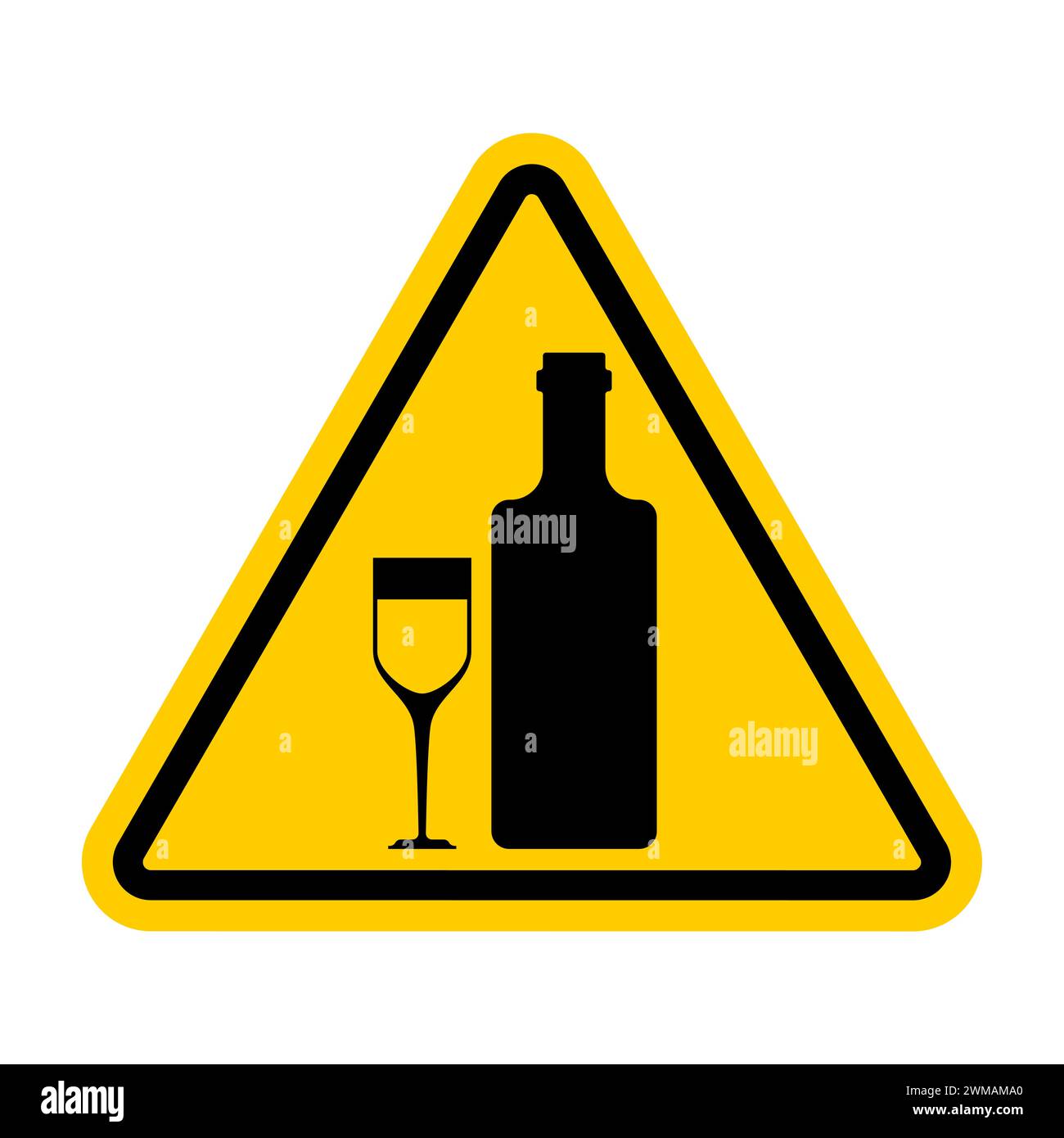 Attention alcohol. Yellow road sign. Caution liquor Stock Vector Image ...