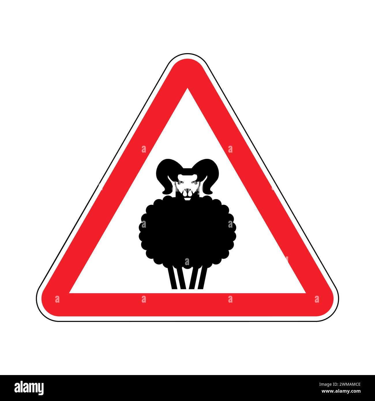 Attention Ram. Red road sign. Caution Sheep Stock Vector Image & Art - Alamy
