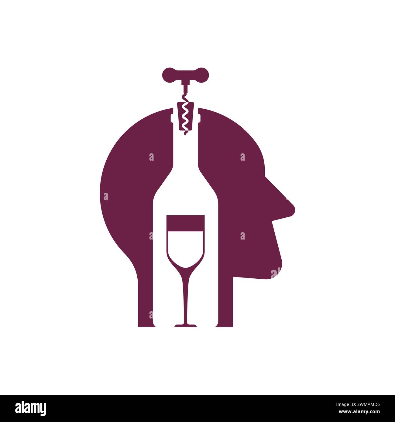 Alcoholism sign. Man and alcohol bottle icon. Concept illustration of ...