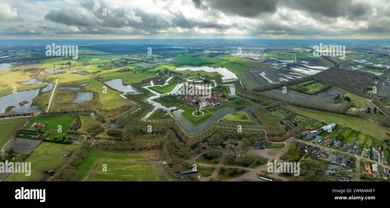 aerial view of Bourtange, a fortified village in the Netherlands. It is ...