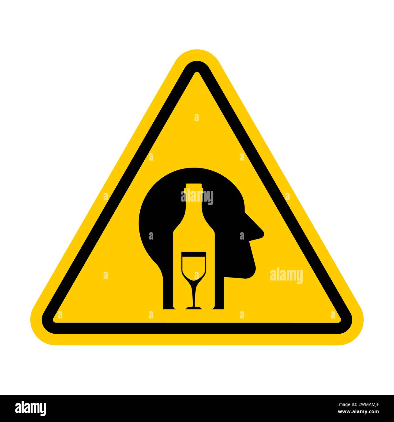 Attention Alcoholism. Yellow road sign. Caution Alcoholic Stock Vector ...