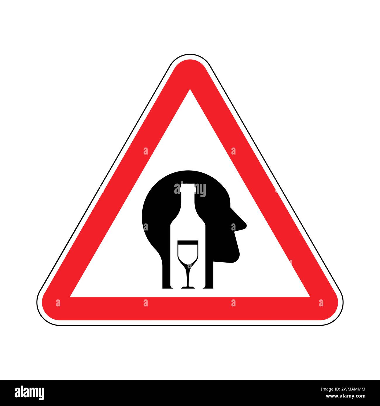 Attention Alcoholism. Red road sign. Caution Alcoholic Stock Vector ...
