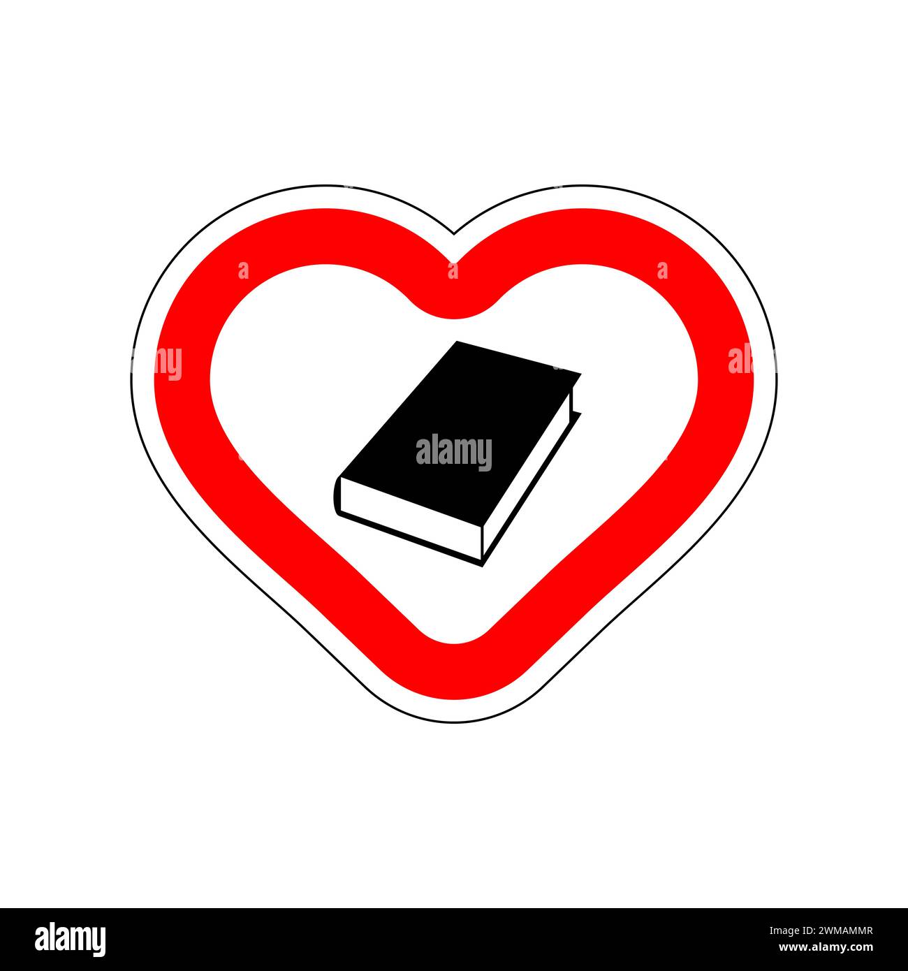 I love book. I like to read books. Red road sign in shape of heart ...