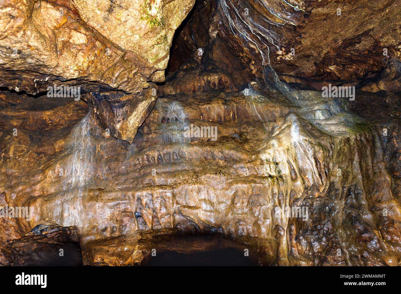 Stalactite, stalagmite walls of the cave. Template for design. Pattern ...