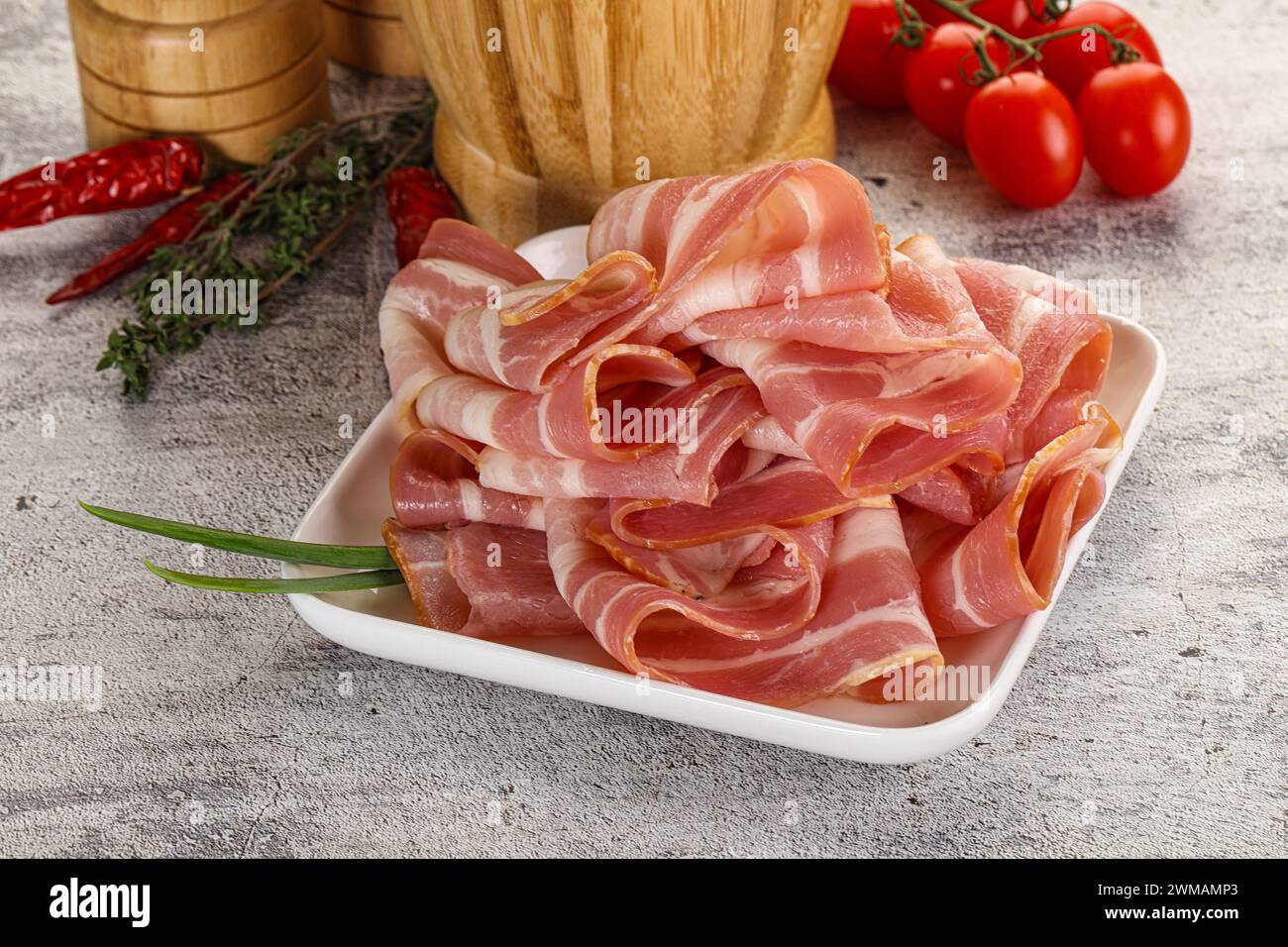 Raw pork meat bacon for breakfast Stock Photo - Alamy