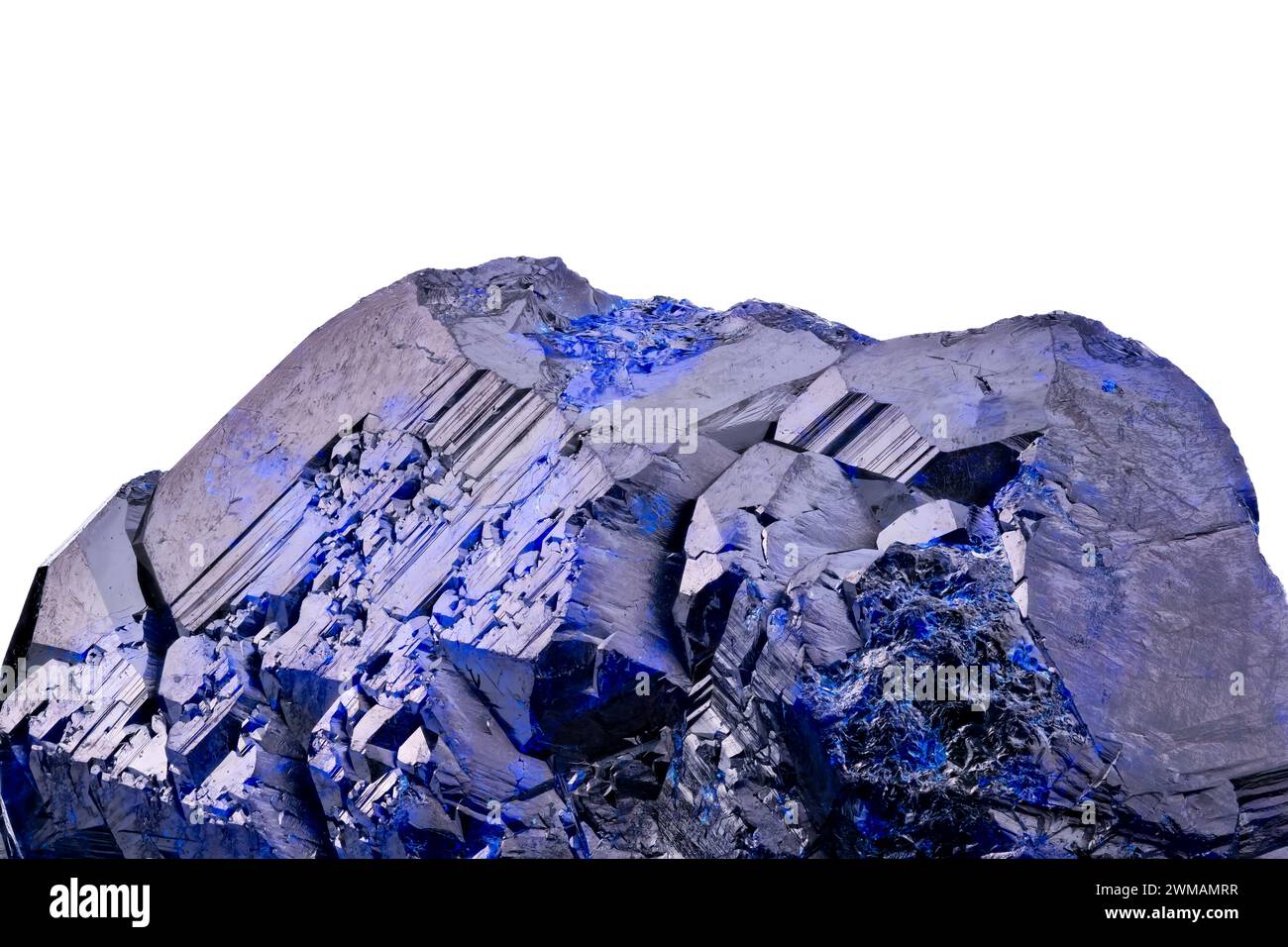 azurite crystal photography isolated on white blackground. From ...