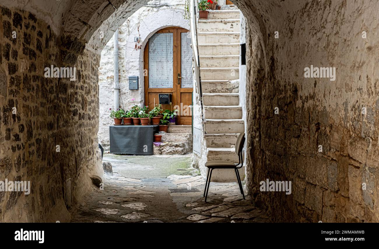 a view of a detail of of the medieval town of Bitetto, Bari province ...