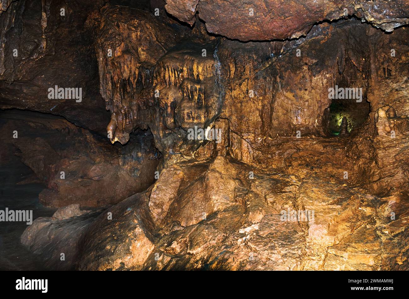 Stalactite, stalagmite walls of the cave. Template for design. Pattern ...