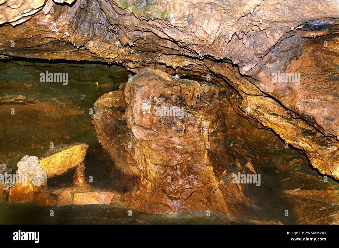 Stalactite, stalagmite walls of the cave. Template for design. Pattern ...