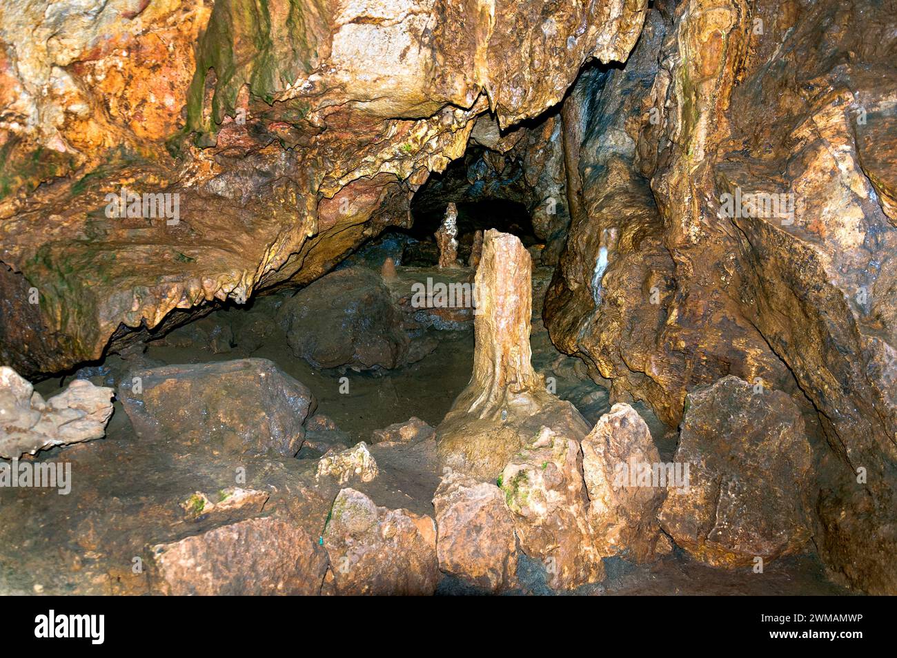 Stalactite, stalagmite walls of the cave. Template for design. Pattern ...