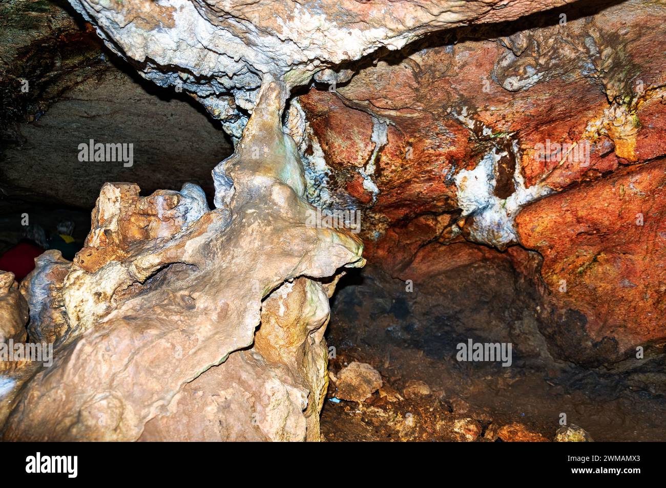 Stalactite, stalagmite walls of the cave. Template for design. Pattern ...