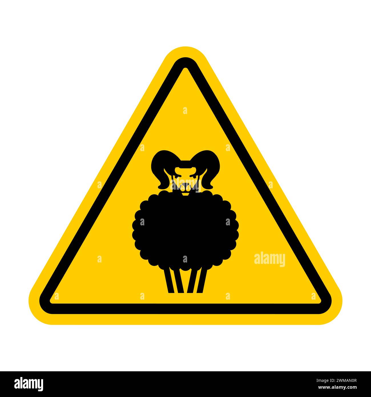 Attention Ram. Yellow road sign. Caution Sheep Stock Vector Image & Art ...