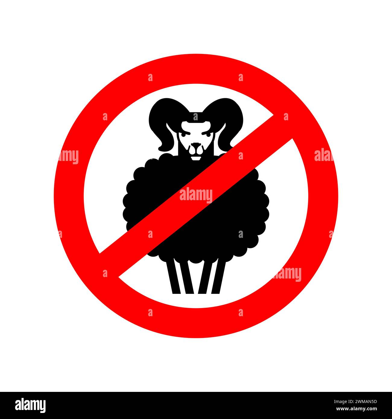 Stop Ram. Red prohibition road sign. No Sheep Stock Vector Image & Art ...