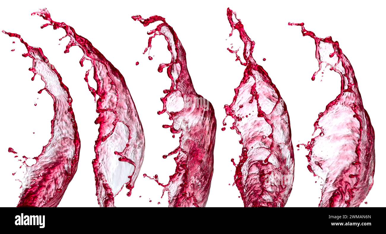 Red wine splashes set isolated on a white background Stock Photo - Alamy