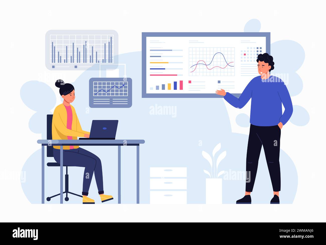 Market forecast, business team make strategy graph Stock Vector Image ...