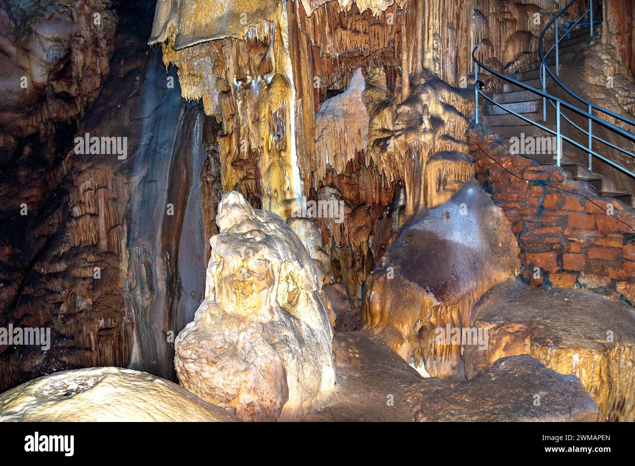 Crimea Cave Crimea, Ukraine. Stalactites, Stalagmites On The Walls Of